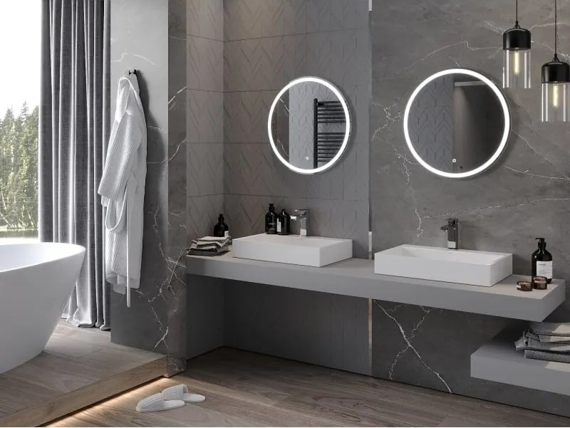 Mexen Gobi koupelnové zrcadlo podsvícené, kulaté 60 cm, LED 6000K, proti mlze - 9801-060-060-611-00