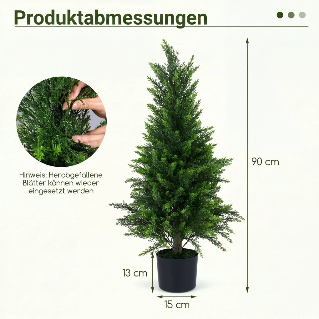 Costway 2 Kus umělého cedru 90 cm Umělá rostlina v květináči Realistická