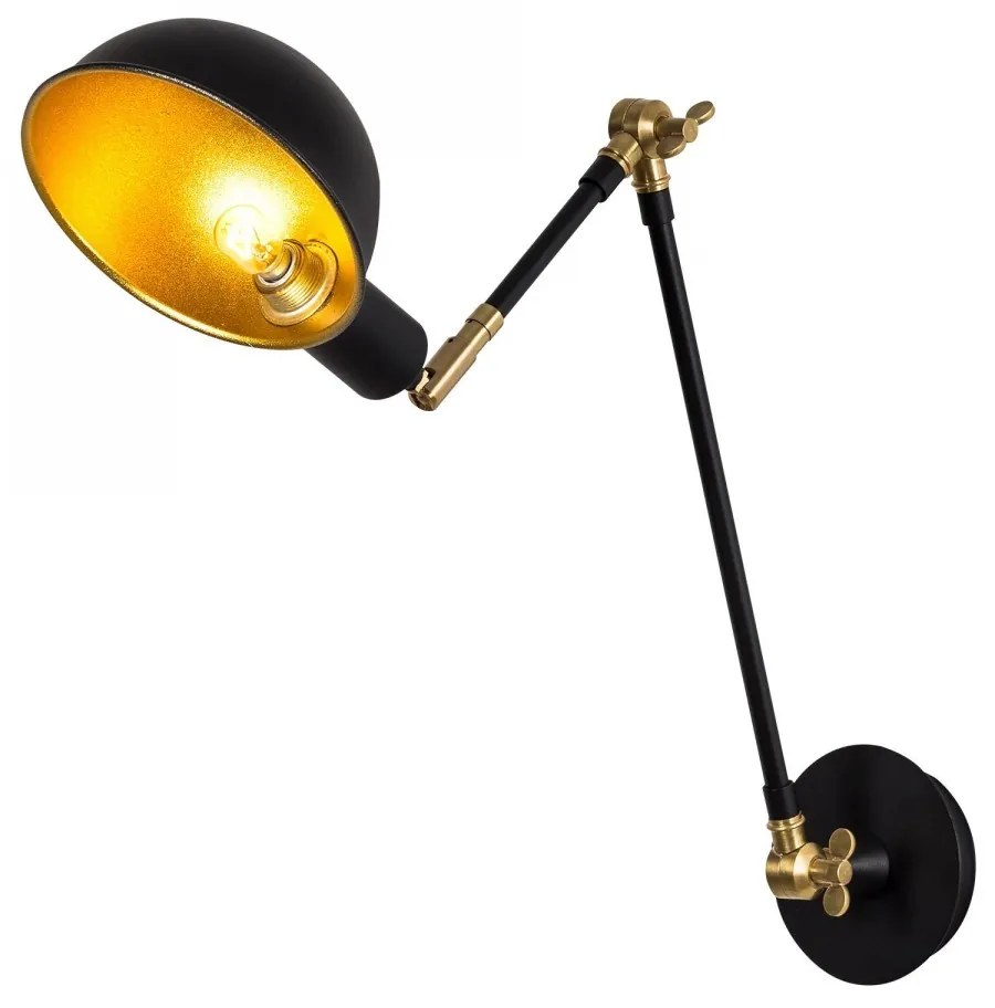 Nástěnná lampa Sivani černá/zlatá