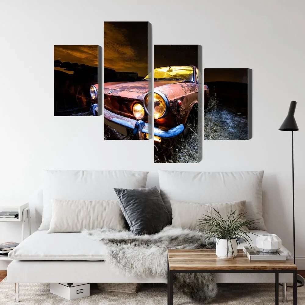 Vícedílný obraz Staré Opuštěné Auto 3D Nedostatek Nedostatek Plátno Canvas 120x75