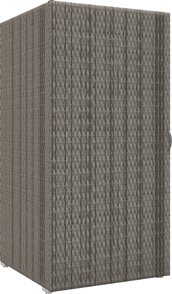 Outsunny Exteriérová a Interiérová Ratanová PE Skříň, Zahradní Skříň se 2 Přihrádkami na Terasu a K Bazénu, 60x63x120cm, Šedá | Aosom