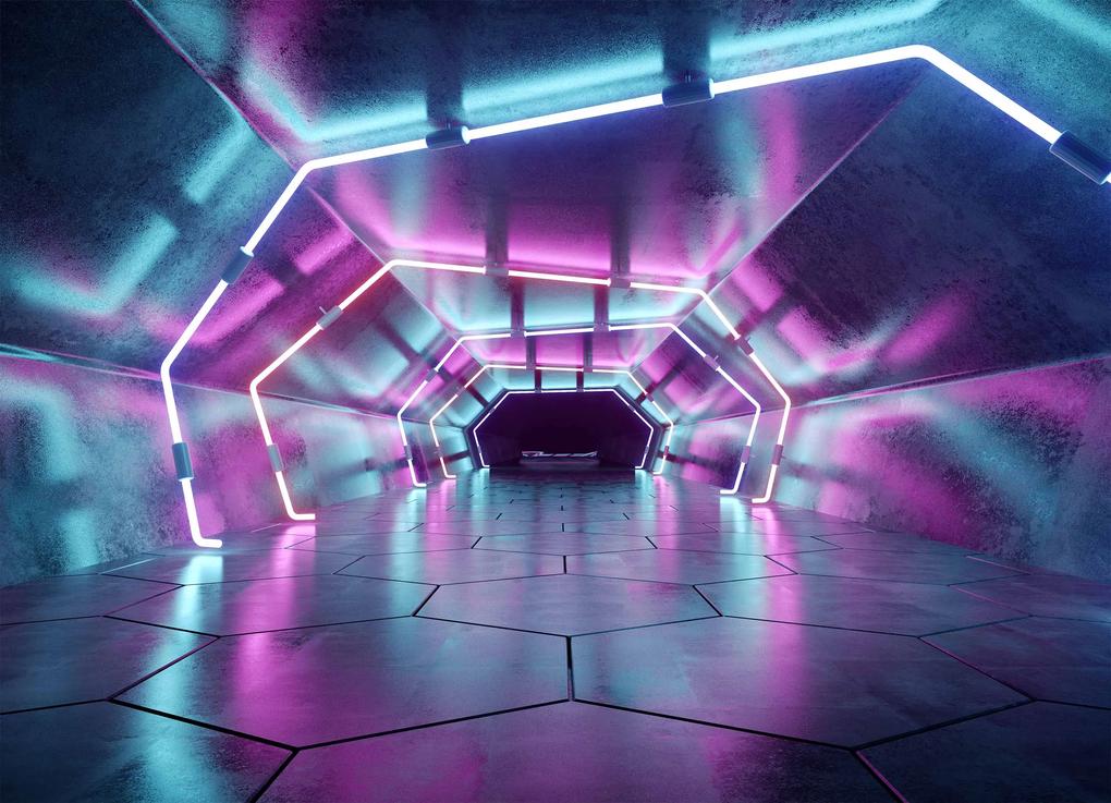 Malvis ® 3D tapeta Neonový tunel Vel. (šířka x výška): 360 x 260 cm
