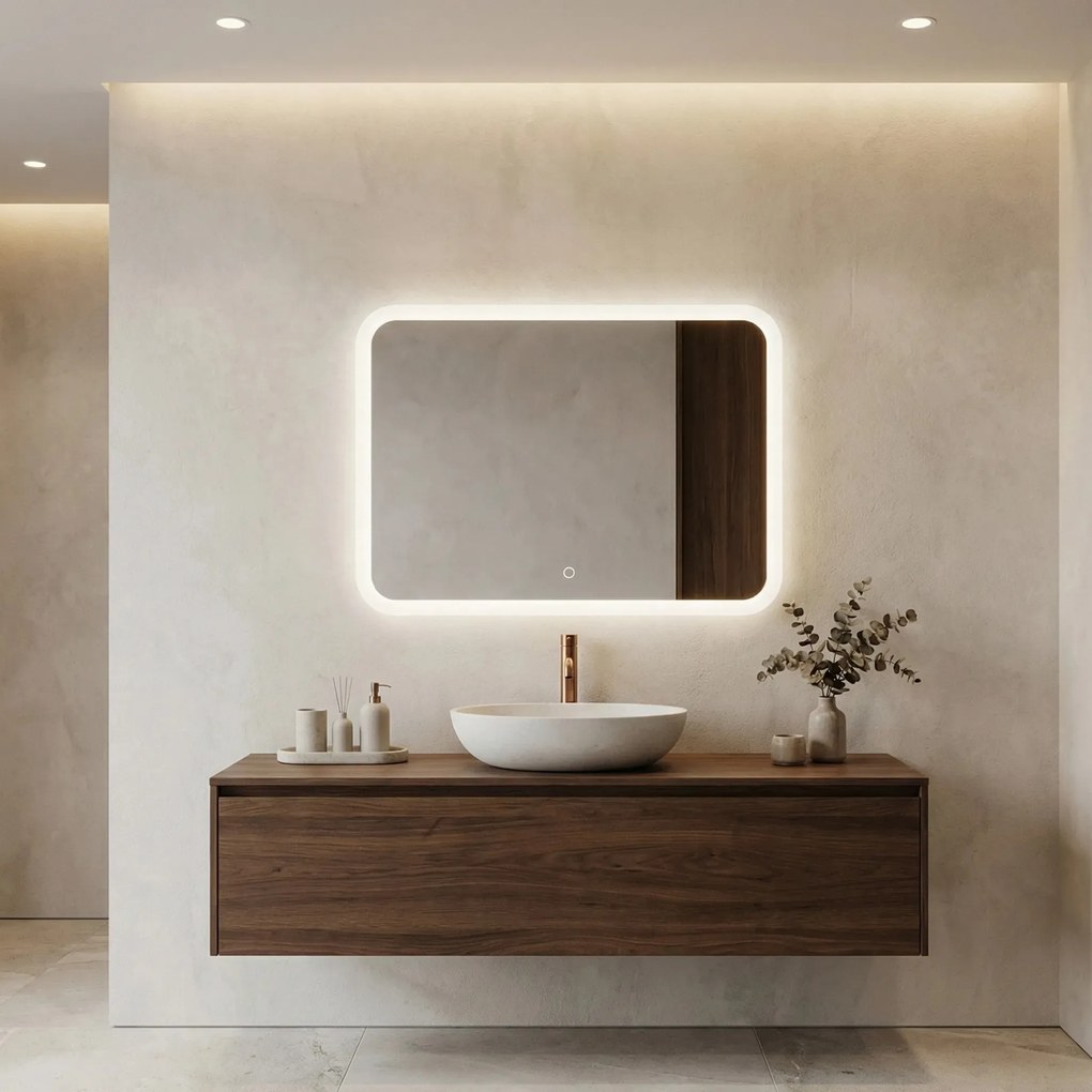 Tutumi Zrcadlo 80x60 cm s regulovatelným LED osvětlením HOM-01522