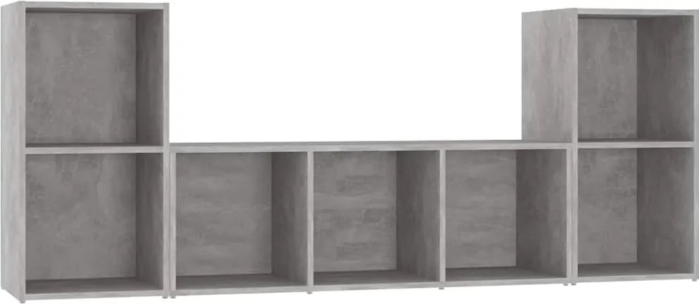 3dílný set TV skříněk betonově šedý dřevotříska 3080019