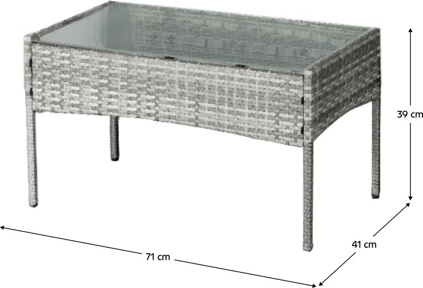Zahradní 4-dílný ratanový set, šedá, RATANA