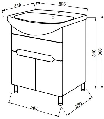 Lavedo Estel 60 koupelnová skříňka s umyvadlem