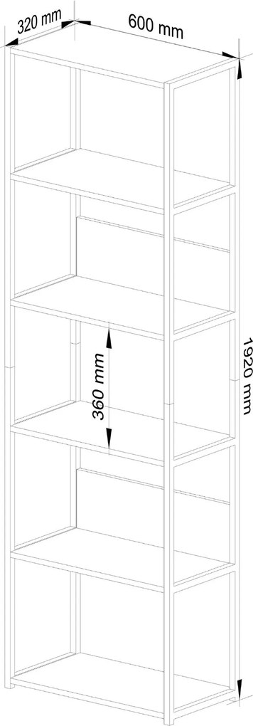 Regál PRAMONI 60x192 cm černý/dub artisan