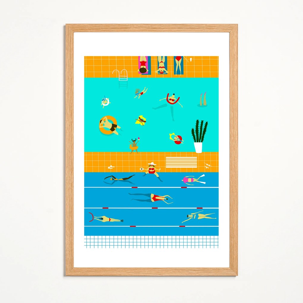 Vendula Frydrychová | At The Pool Rám: Černý, Velikost: 40 x 30 cm