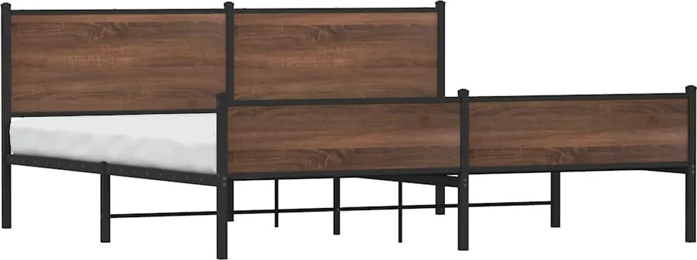 Kovový rám postele bez matrace hnědý dub 193 x 203 cm 3301417