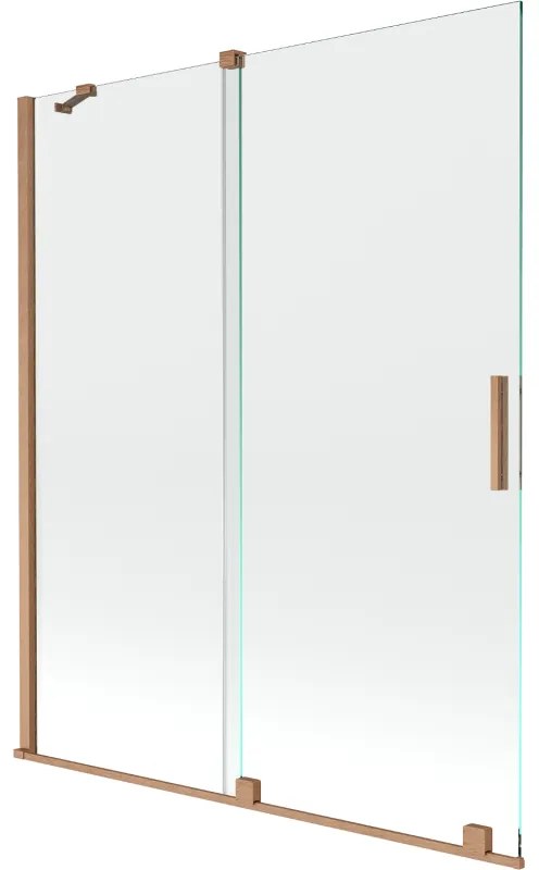 Mexen Velar, 2-křídlová posuvná vanová zástěna 140 x 150 cm, 8mm čiré sklo, měděná matná, 896-140-000-01-65