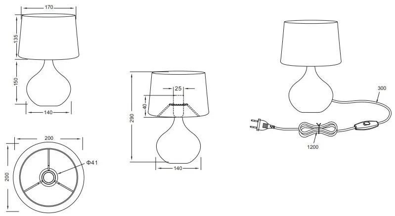 Stolní lampa Martin 29 cm, hnědá