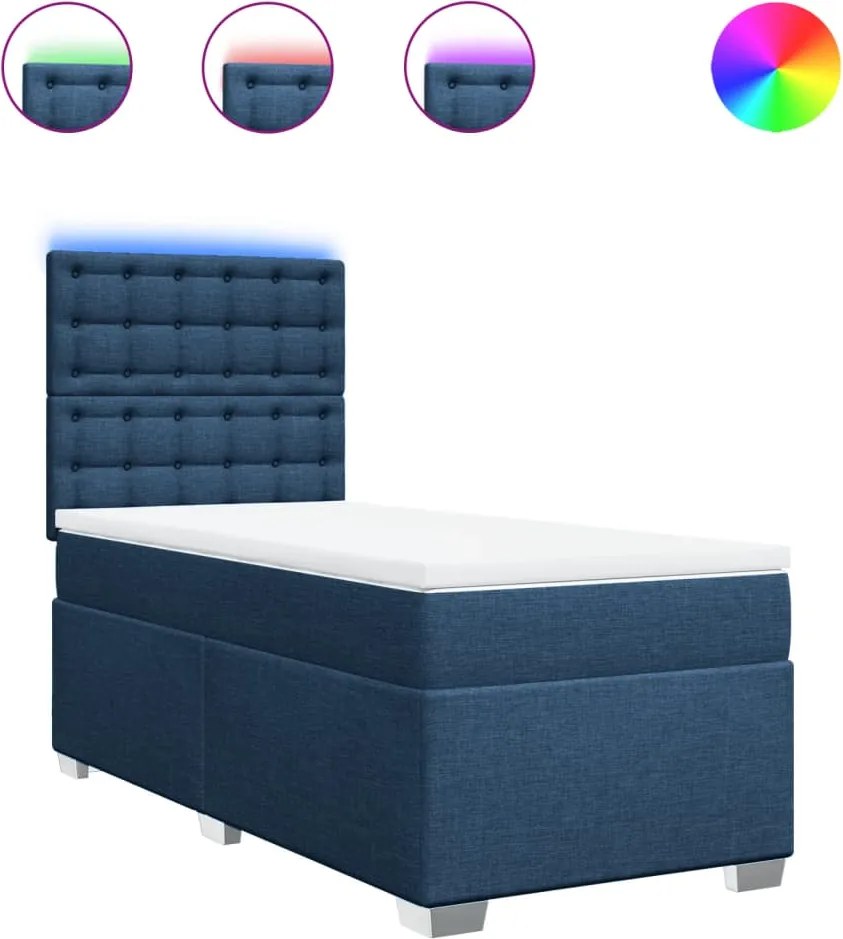 Box spring postel s matrací modrá 80x200 cm textil 3292635