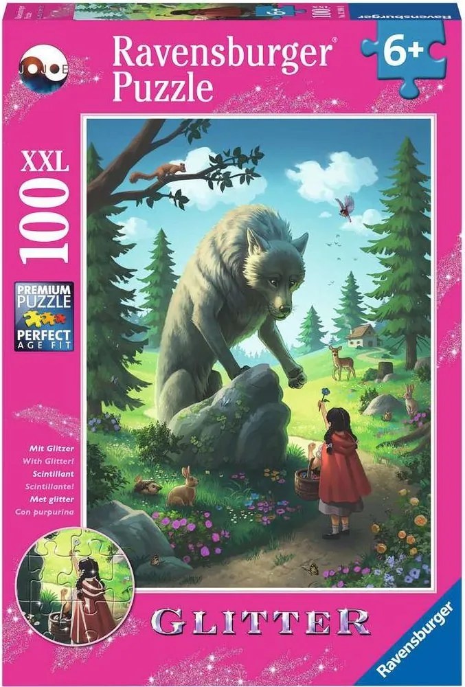 Ravensburger 12988 puzzle červená karkulka a vlk 100 dílků xxl glitter