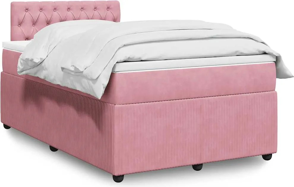 Box spring postel s matrací růžová 120x190 cm samet 3289997
