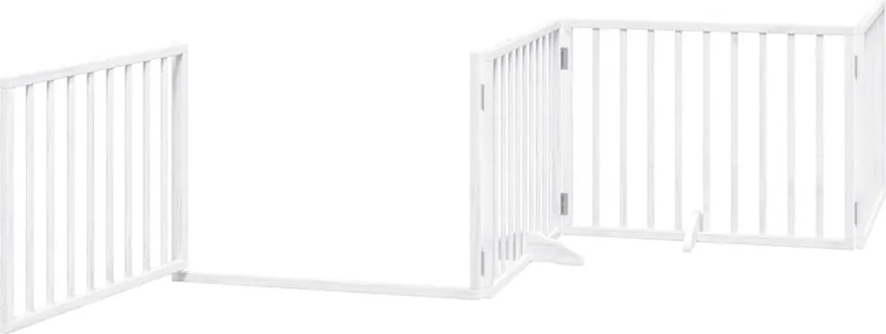 Zábrana pro psy s dvířky skládací 8 panelů bílá 640 cm topol 3155562