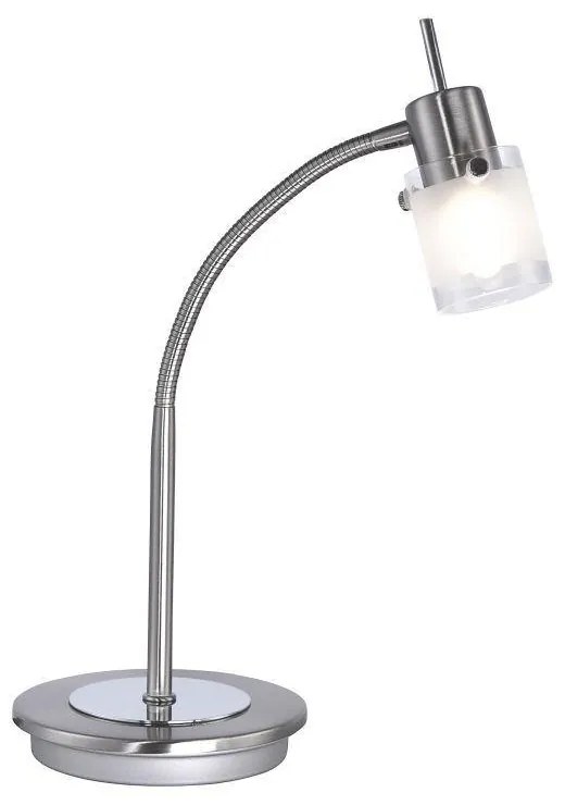 PAUL NEUHAUS LED stolní lampa, nerez ocel, flexibilní, sklo 3000K PN 4017-55