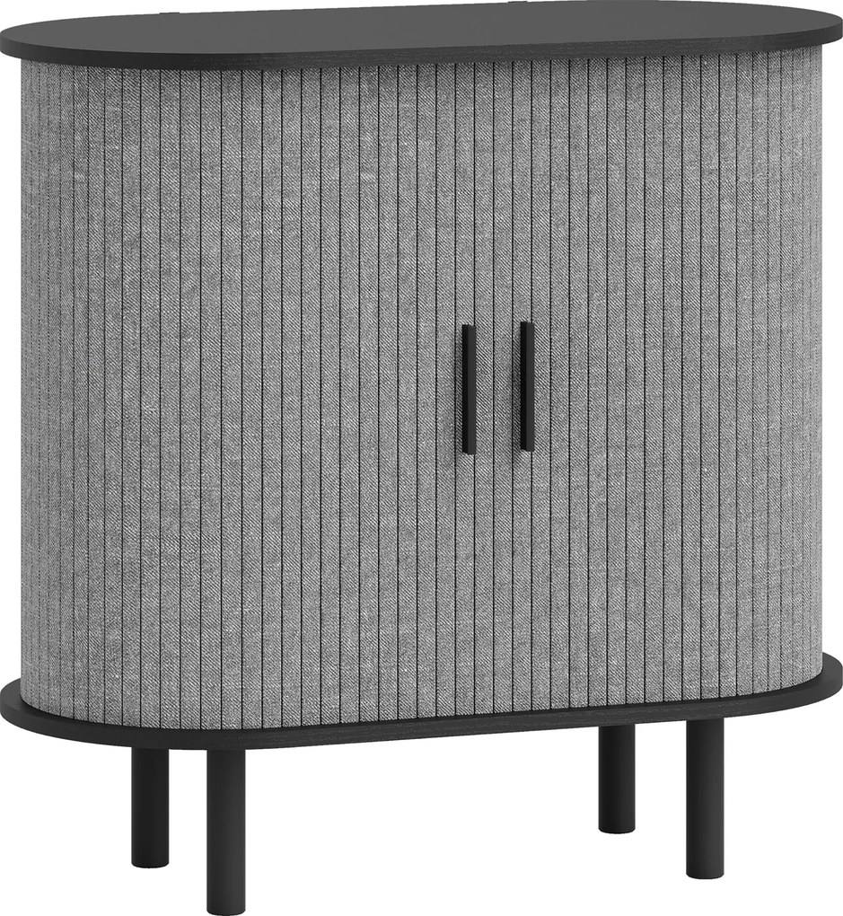 HOMCOM bufet do obývacího pokoje, ovální úložný nábytek se 2 posuvnými dveřmi a 2 přihrádkami, 80 x 40 x 78 cm, šedý