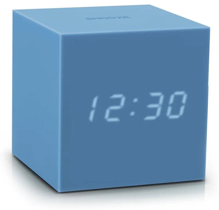 Modrý LED budík Gingko Gravitry Cube