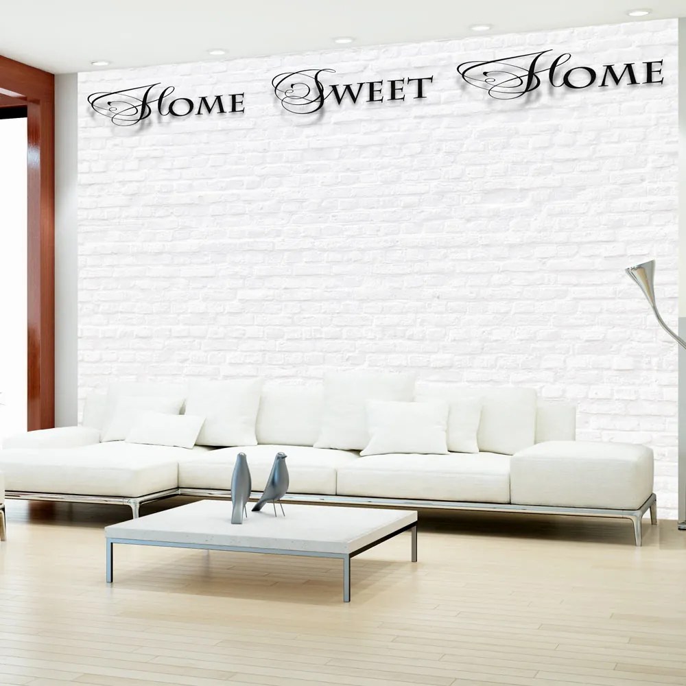 Bimago Fototapeta cihla - Home, sweet home - white wall 400x280 cm