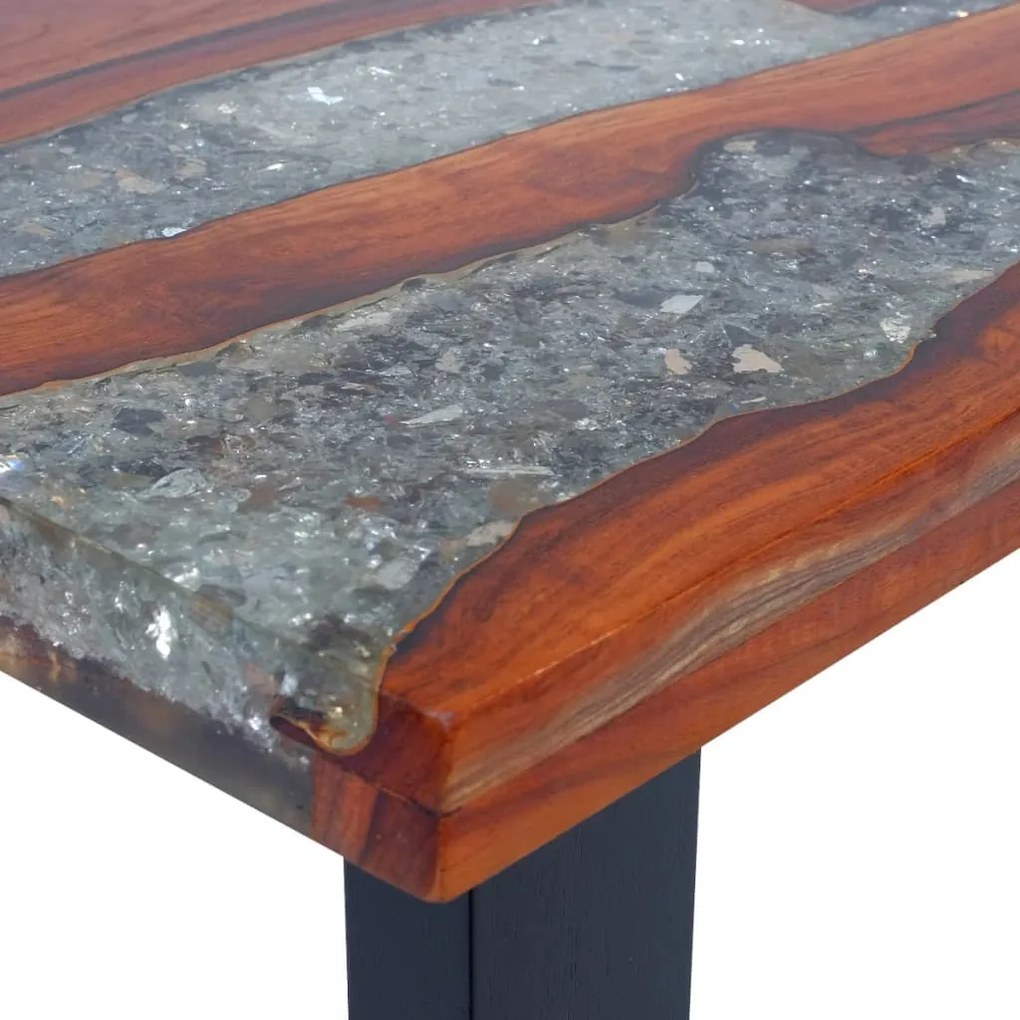 Konferenční stolek, teak a pryskyřice 100x50 cm - Default Title
