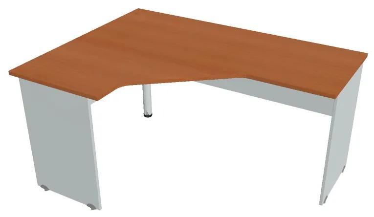 Stůl ergo pravý 160*120 cm - Hobis Gate GEV 60 P Dekor stolové desky: třešeň, Dekor lamino podnože: šedá, Barva nohy: stříbrná