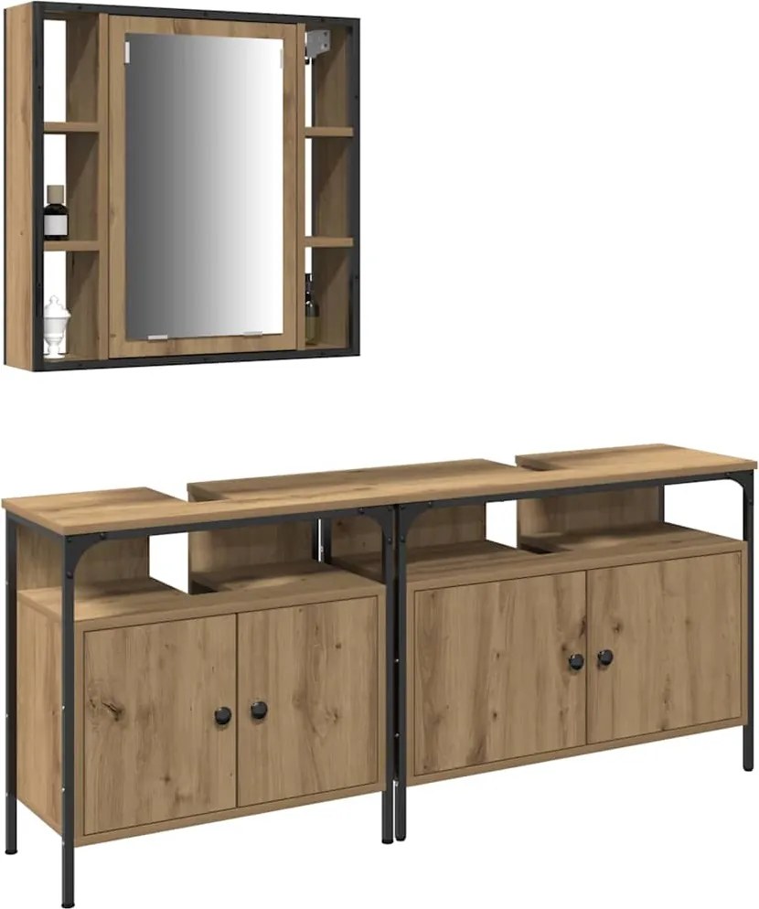 Koupelnové umyvadlové jednotky 3 ks Hnědá 80 x 30 x 60 cm 3334398
