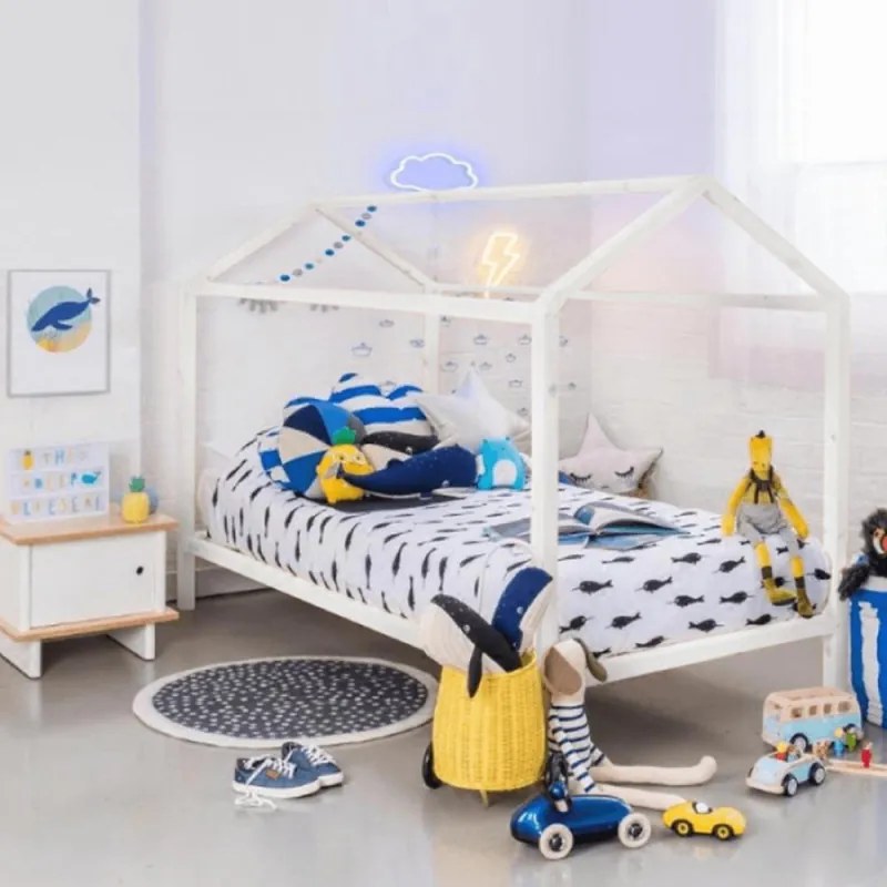 Montessori postel 90x200, bílá, borovicové dřevo, IMPRES Kondela 0000355850