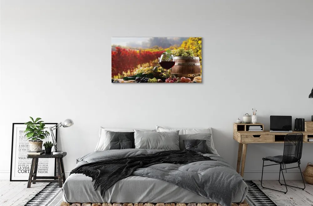 Obrazy na plátně Podzimu sklenice na víno 125x50 cm