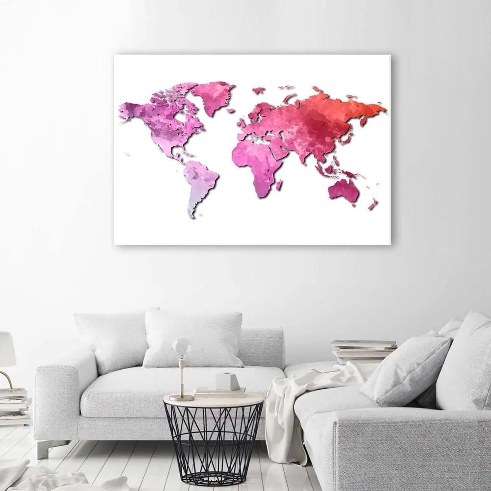 Gario Obraz na plátně Růžová vintage mapa světa Rozměry: 60 x 40 cm