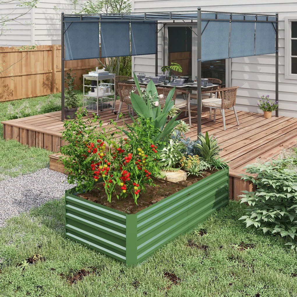 Vyvýšený zahradní záhon Outsunny z oceli, rostlinný záhon, studený rám, skládatelná nádoba na rostliny 180x90x60cm pro zahradu, balkon, terasu, zelen…