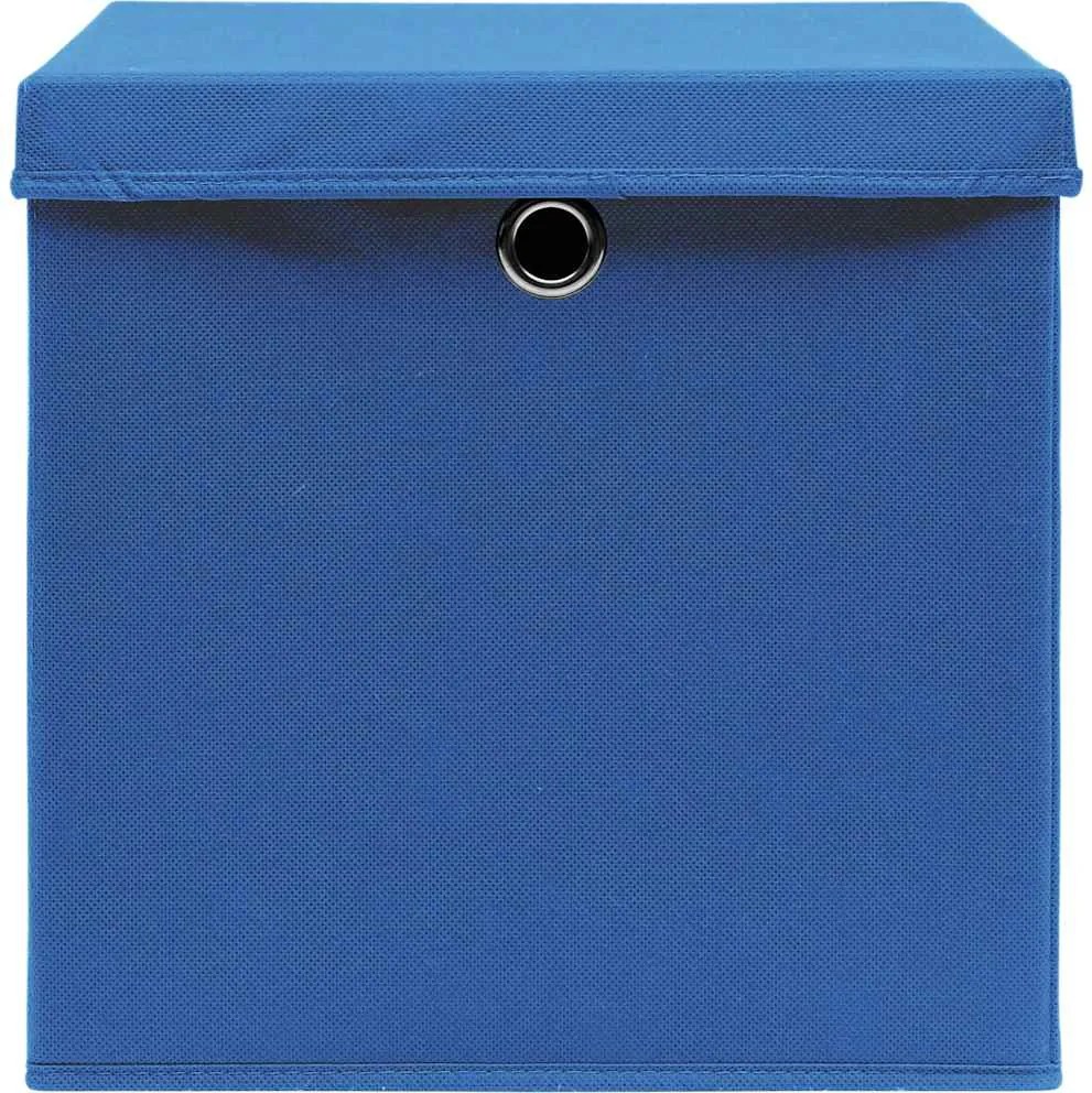 Úložné boxy s víky 4 ks modré 32 x 32 x 32 cm textil 288338