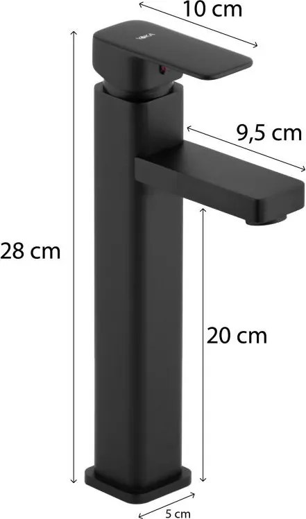 Erga Seto, vysoká umyvadlová baterie h-280, černá matná, ERG-YKA-BU.SETO-36-BLK