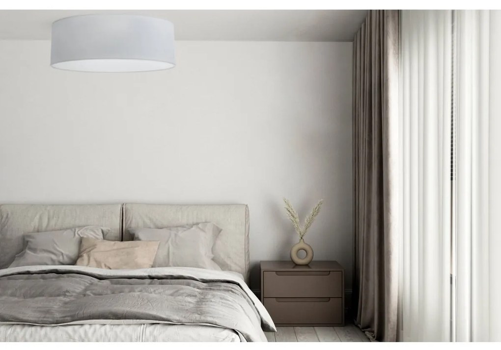 Stropní svítidlo Gaja, 1x světle šedé textilní stínítko, (bílé plexisklo), (fi 40cm)