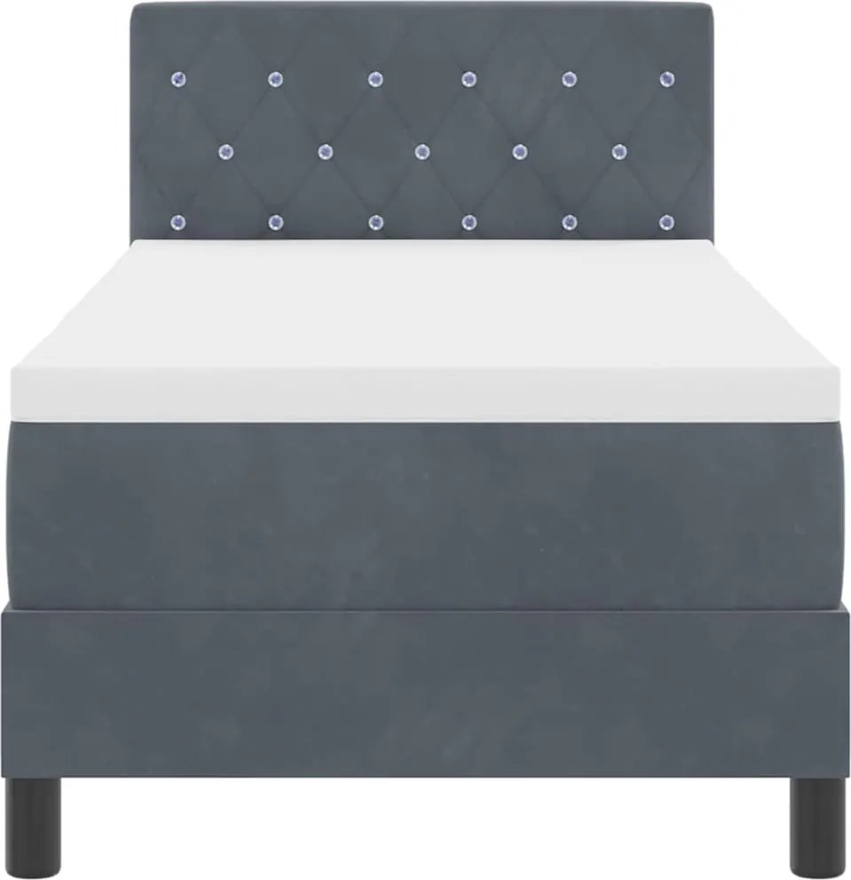 Postel s boxspringem s matrací Tmavě šedá 80 x 200 cm samet 3339069