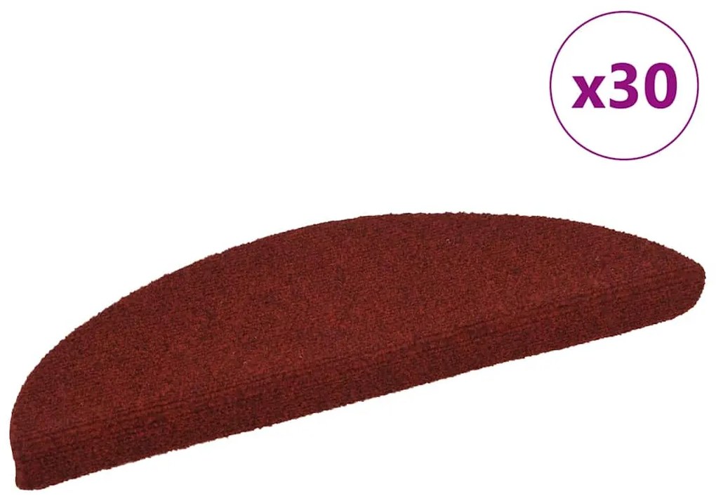 Schodové rohože samolepicí 30 ks 56 x 17 x 3 cm vínově červené půlkulaté 3365683