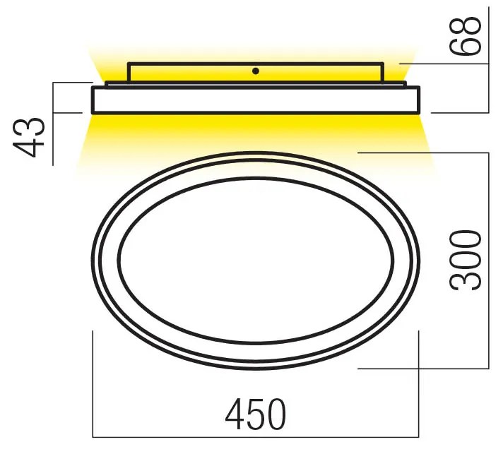 Redo group Redo Nobu, oválné zlaté stropní svítidlo LED 40W 3000/4000K, 45x30cm, tříkrokové stmívání