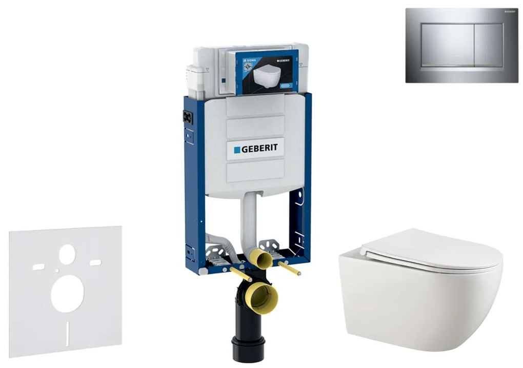 Geberit Kombifix - Set předstěnové instalace, klozetu Gaia a sedátka softclose, tlačítko Sigma20, chrom/chrom mat SANI15CA1123
