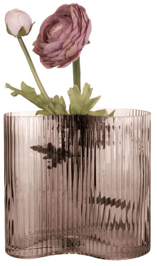 Hnědá skleněná váza PT LIVING Wave, výška 18 cm