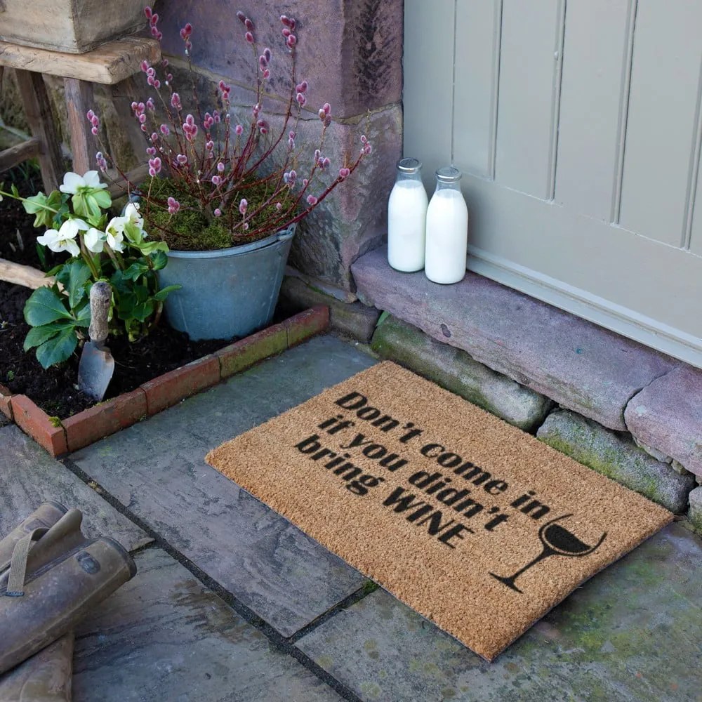 Rohožka z kokosového vlákna 40x60 cm Without Wine – Artsy Doormats