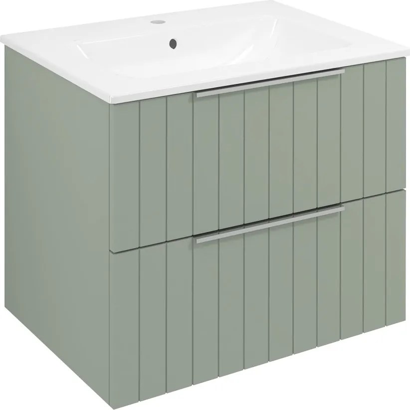 Sapho Cirasa Strip koupelnová skříňka pod umyvadlo 59,2 x 52 x 46 cm zásuvky verde zelená CR611-4444S
