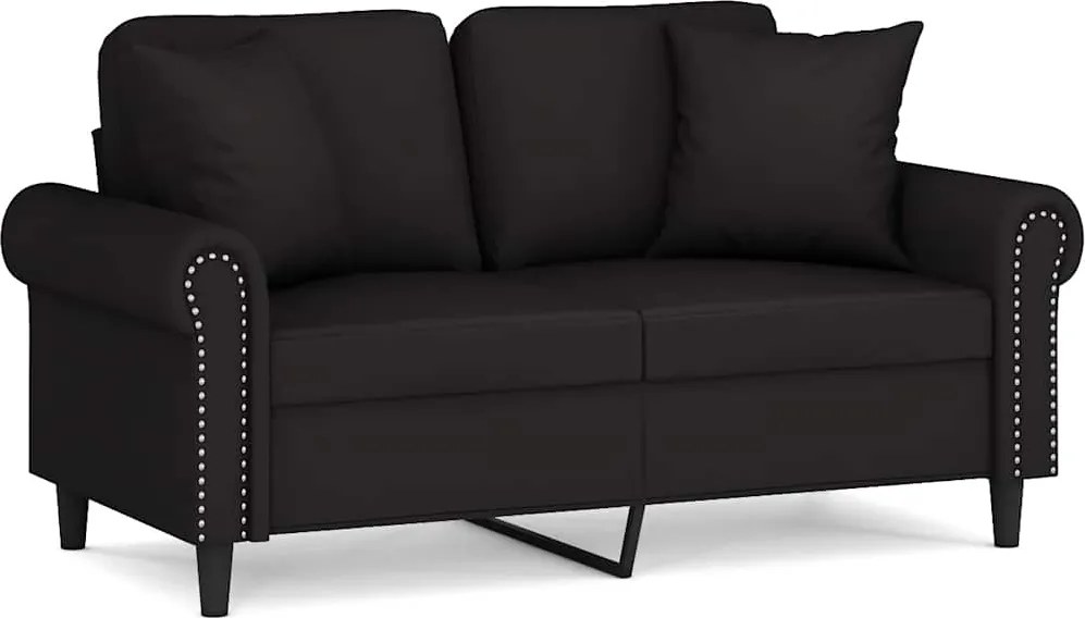 2místná pohovka s polštáři černá 120 cm samet 3200940