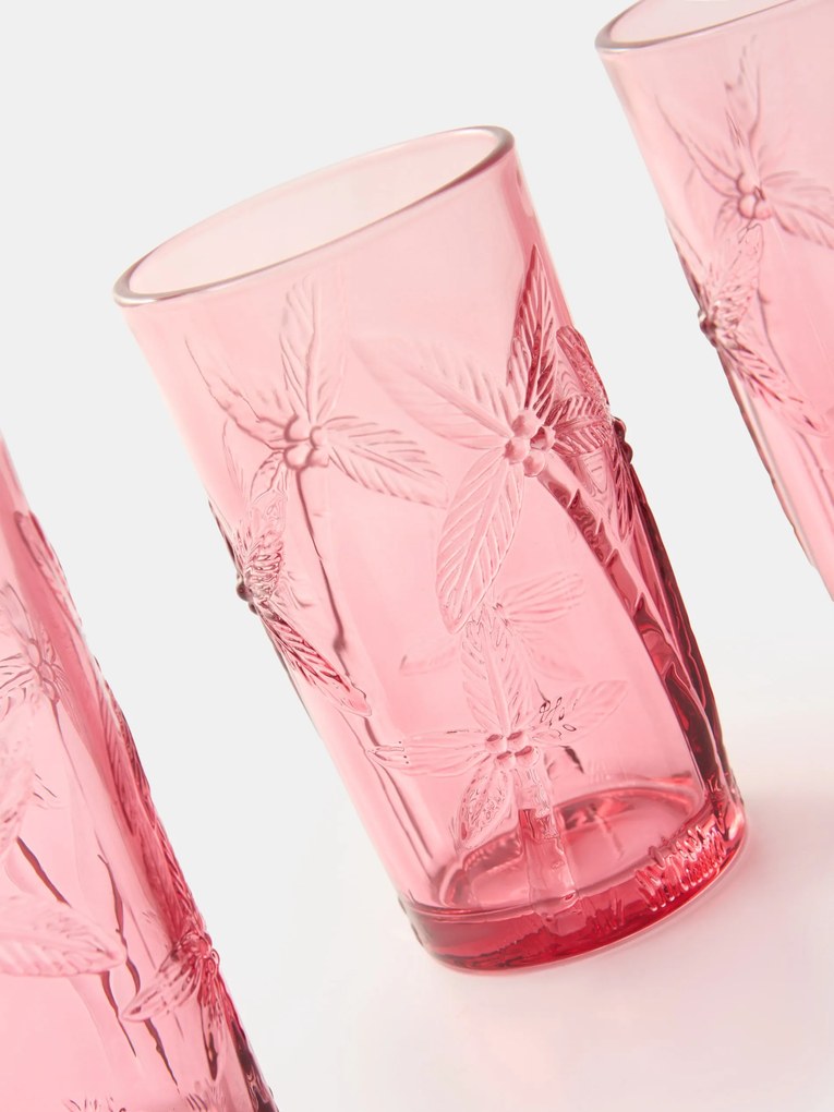 Sinsay - Sada sklenic s motivem palem 4 pack - růžová