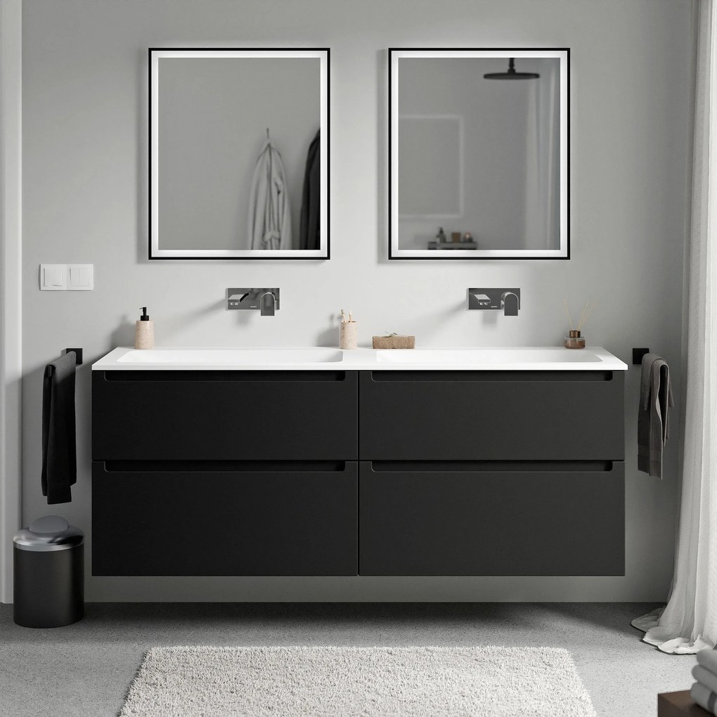 Koupelnová skříňka VIREO 160 cm s umyvadlem z minerálního odlitku CREAM - možnost volby barvy