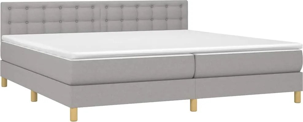 Box spring postel s matrací a LED světle šedá 200x200 cm textil 3134061