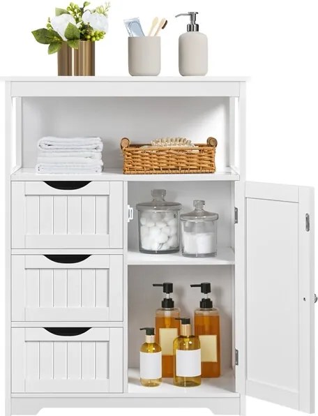 Koupelnová skříňka – bílá, 66 cm (délka) × 35 cm (šířka) × 90 cm (výška) (267062598167)