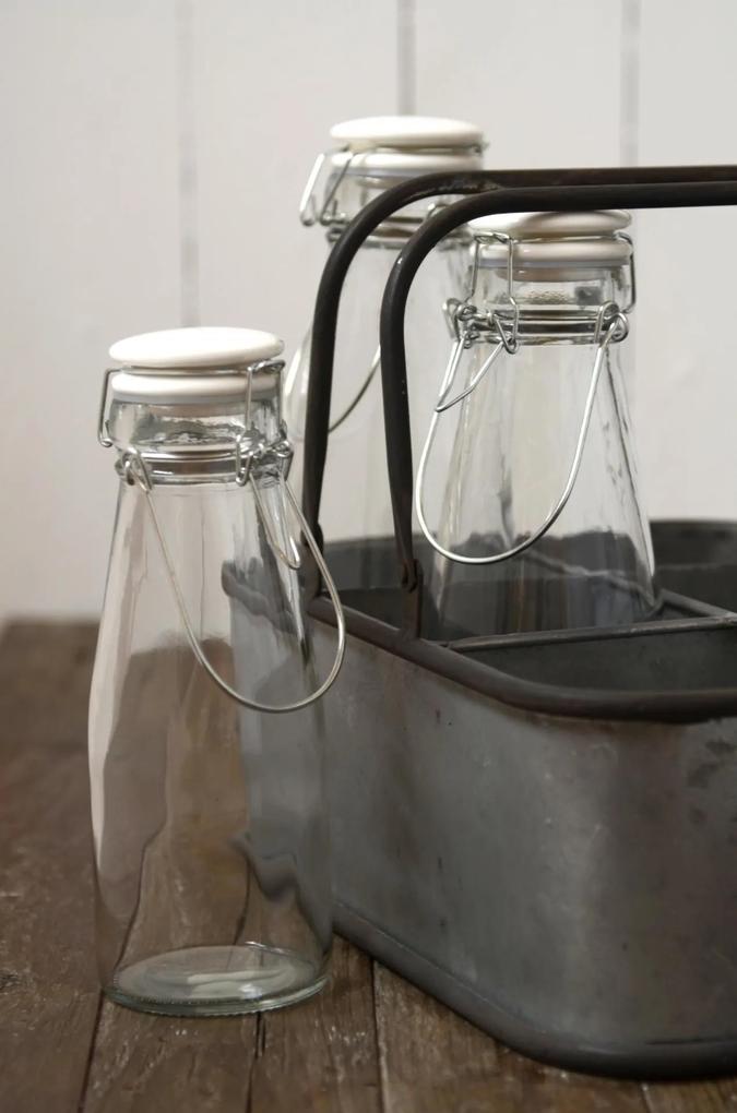 IB LAURSEN Skleněná lahev s keramickým víčkem White 800 ml, čirá barva, sklo