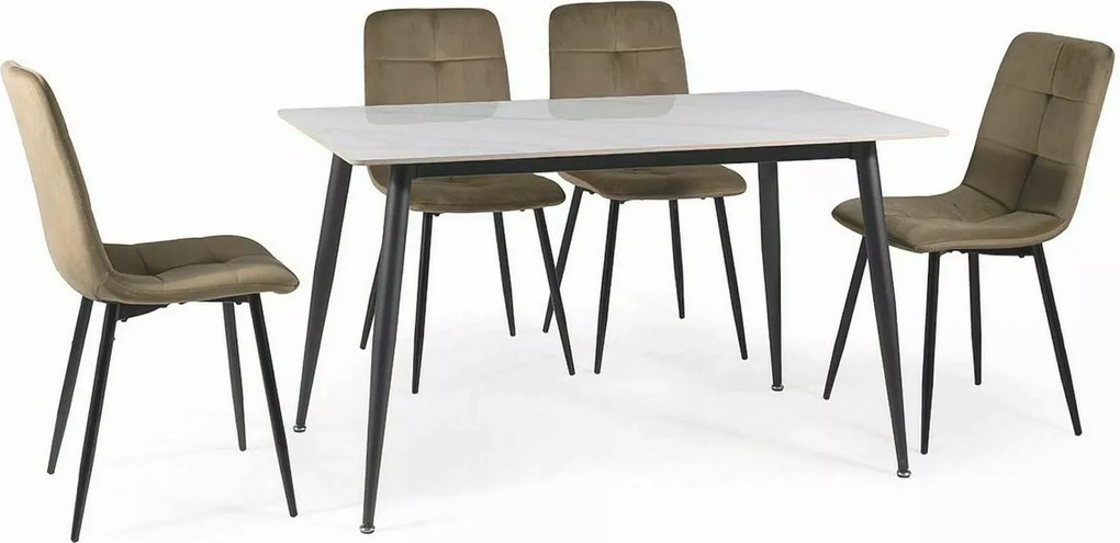 Jídelní stůl Rion 130 cm keramika bílý mramor/černý