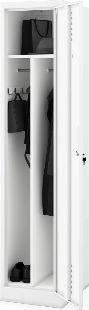 Dvoukomorová šatní skříň pro zaměstnance bílá, 400x1800x500 mm: KACPER 1 Plus