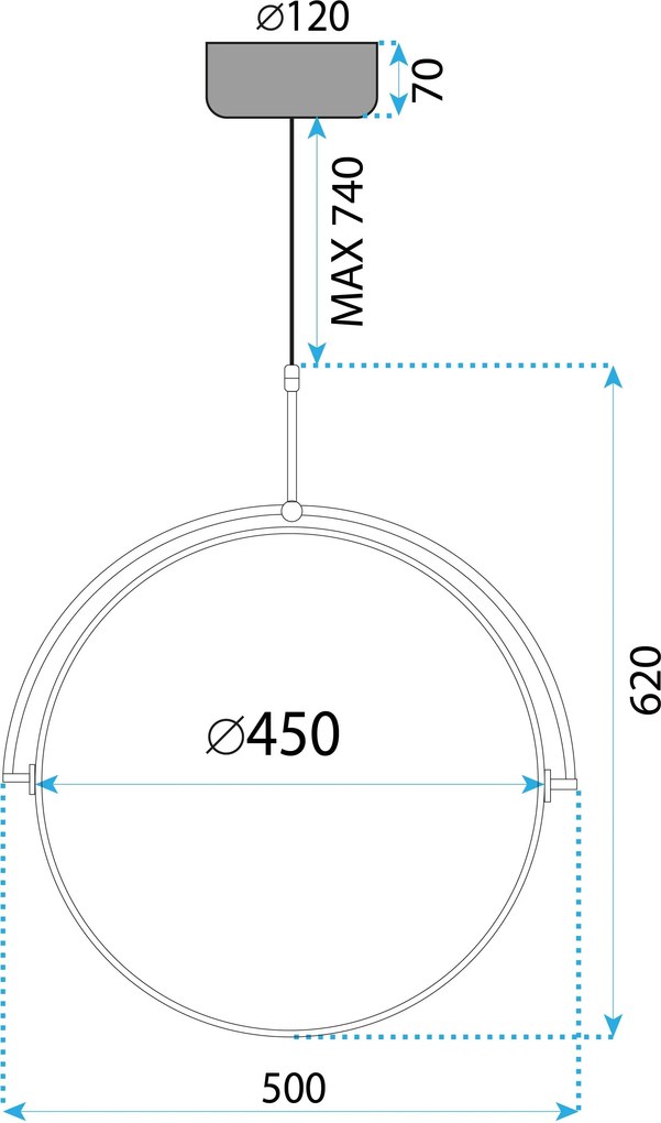 Toolight Toolight, LED stropní svítidlo 50cm APP1427-C, černá, OSW-06642