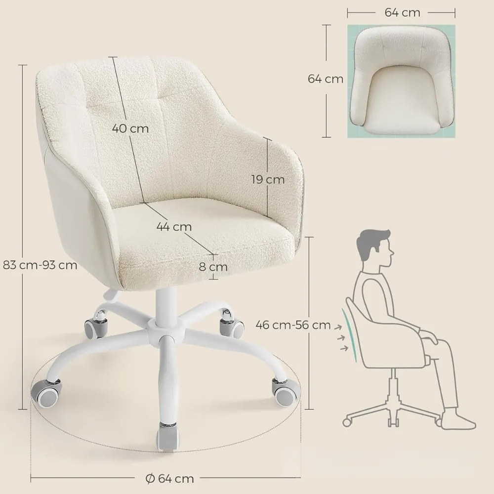 Kancelářská židle SABINA, max. 110 kg, bílá/béžová SongmicsHome